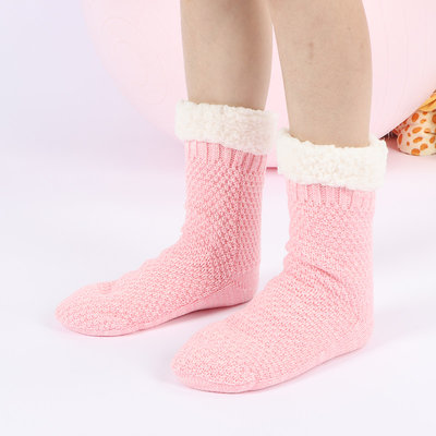 hot sales Winter Fur  Knit Anti Slip Grippers Slipper Sock Ladies House solid color floor sock Carpet Socks
