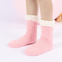 hot sales Winter Fur  Knit Anti Slip Grippers Slipper Sock Ladies House solid color floor sock Carpet Socks