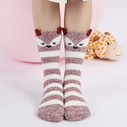 women animal knitted socks with stripe pattern winter home indoor slipper socks cute cozy non skid designer socks