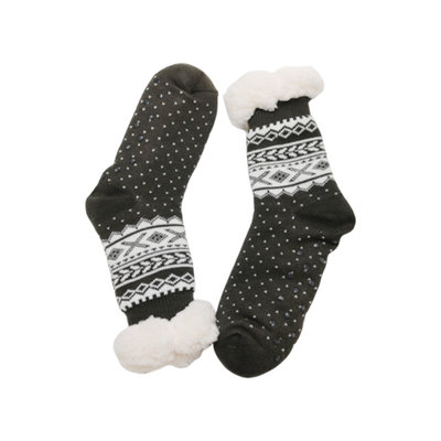 Snowflake Knit Women Thick Sherpa Fleece Lined Thermal Fuzzy  Home Socks