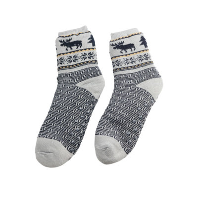 Non Slip  Ladies Slipper Socks Reindeer Fleece Warm Fuzzy And Soft