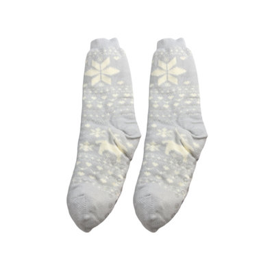 Fleece Lined Ladies Slipper Socks Thermal Fuzzy Breathable For Winter
