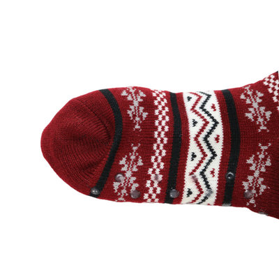 red Indoor lining knit slipper socks christmas non slip socks women winter socks