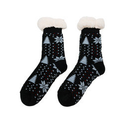 ladies winter double layers home sock sherpa lined plush women christmas slipper socks