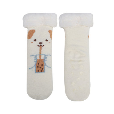 female winter skin-friendly breathable mid length sherpa socks non-slip homes socks antiskid absorb sweat women fuzzy sock