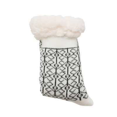 Black White Skidproof Ladies Slipper Socks Anti Slip Casual  Knitted
