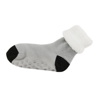 Gray  Cashmere Knitted Fleece Slipper Socks Home Indoor Sweater Sherpa Slipper Socks