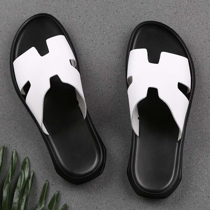 Flat  Solid Color Men Slippers Upper Breathable Home Slippers