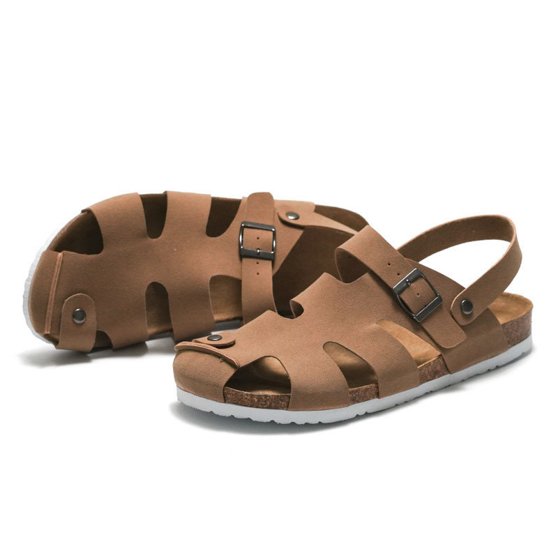 Open Toe Men Casual Footwear Flat  Breathable Hard Wearing Solid Color