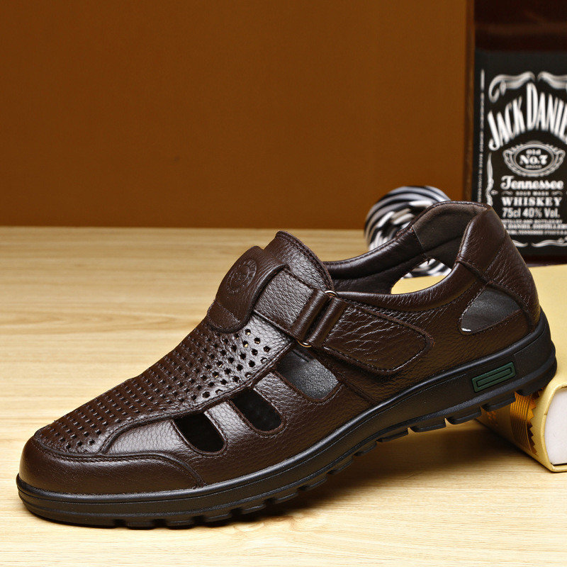 Closed Toe Summer Upper Casual Shoes Flat With Buckle Strap Closure