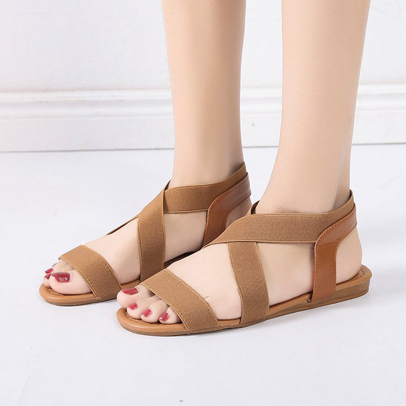 New Arrival Simple style Women Sandals Solid Color Open Toe Flat non-slip fashion Hollow Ladies Casual shoes for sale