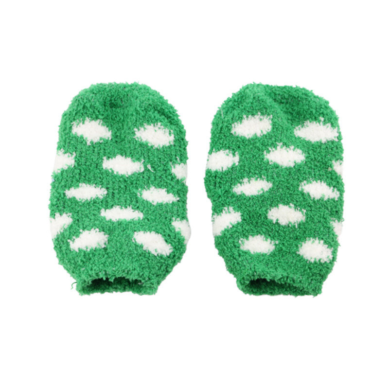 kids baby keep warm socks green winter socks knit home slipper socks