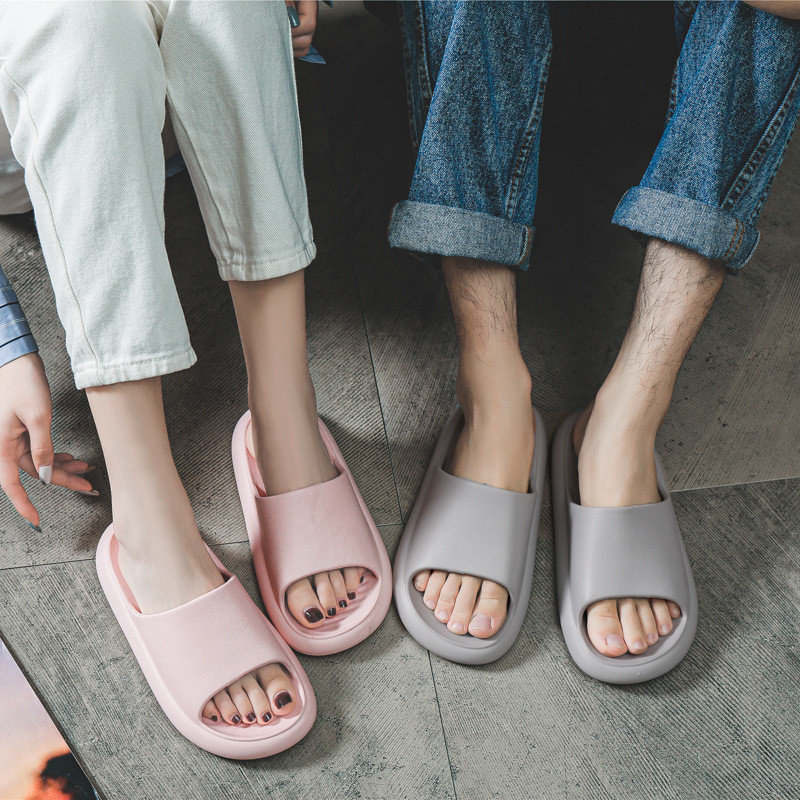 Wholesale custom solid color couple sandals summer home bathroom non-slip wear-resistant soft-soled slippers