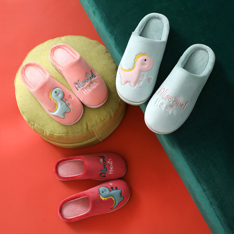 2021 new design children slippers for girls and boys non-slip warm indoor cartoon dinosaur cute home shoes winter