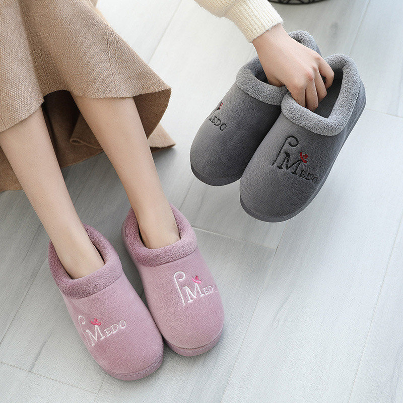 Wholesale ladies All-inclusive heel funky slippers Indoor winter women non-slip plus fluff thick-soled cute shoes