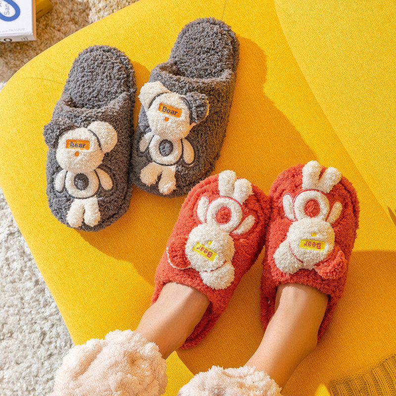 Custom winter comfort warm female slippers fashion cartoon PVC Wave textured non-slip sole leisure shoes