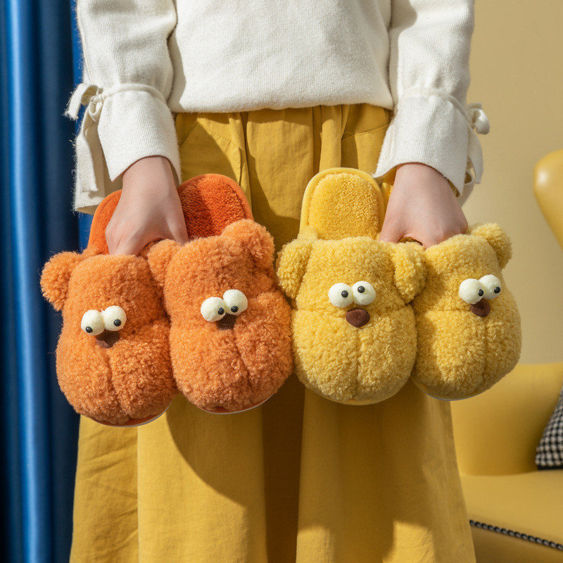 Cartoon Slipper Plush Soft Kawaii Home Flat Shoes Non-slip house Indoor closed toe slipper  Ladies Octopus Slippers faux fur