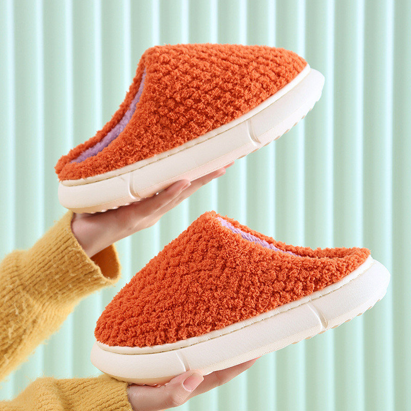 Manufacturer Custom logo Thick Bottom Couple Home Indoor Slipper Thermal Non-slip Plush house Shoes female fur slippers