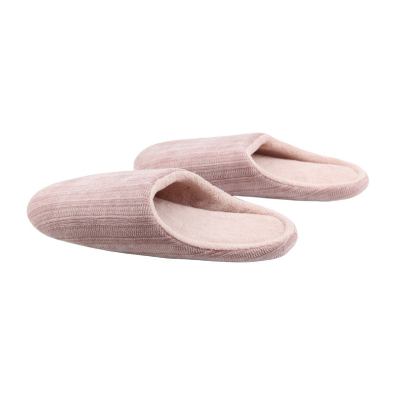 lovely pink chenille scuff women warm home slippers winter non-slip lady slippers