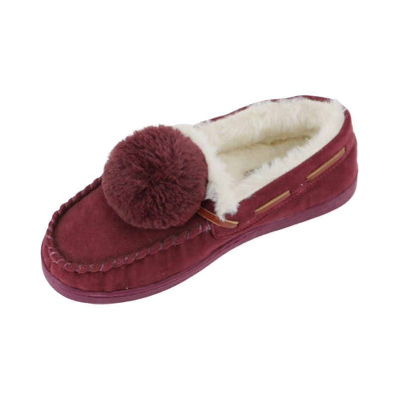 Memory Foam Flat  Slippers Suede Faux Fur Lined Indoor Outdoor Flat Shoes