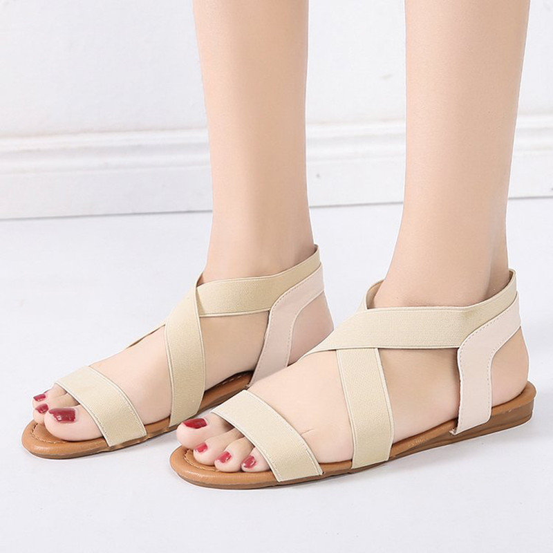 Factory supply Women Roman Sandals lightweight non-slip Flat slippers Breathable Ankle Strap Casual ladies shoes 2022
