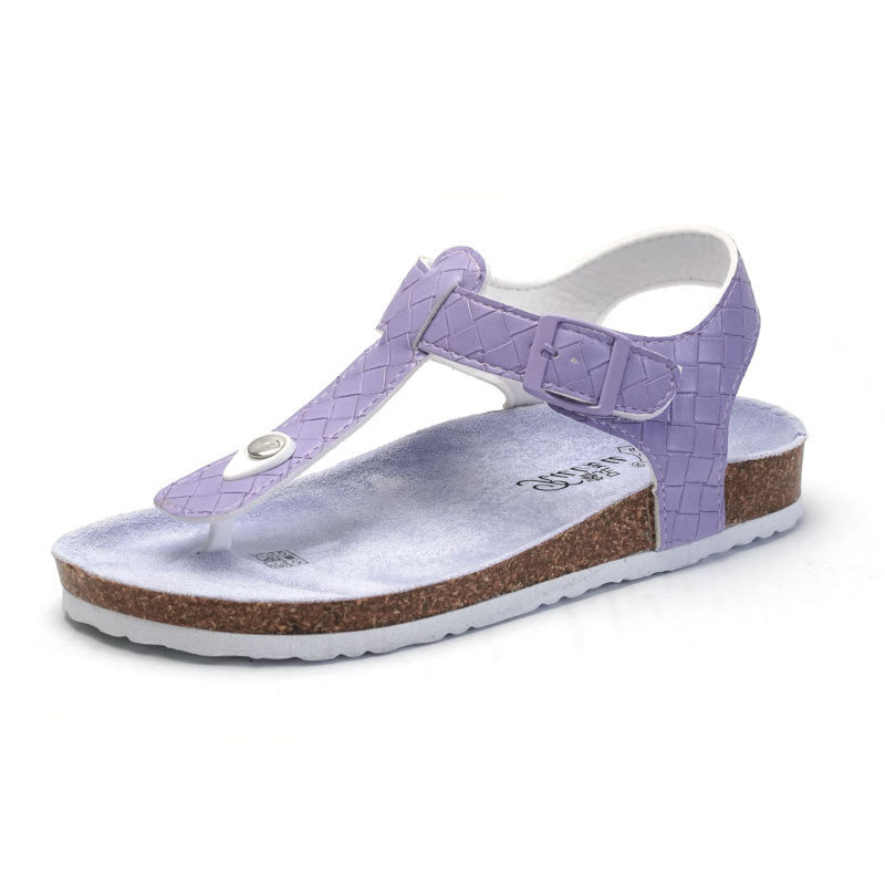 Women's flip flop flat casual cork slides slippers buckle strap flat summer cork women solid color Beach  sandals