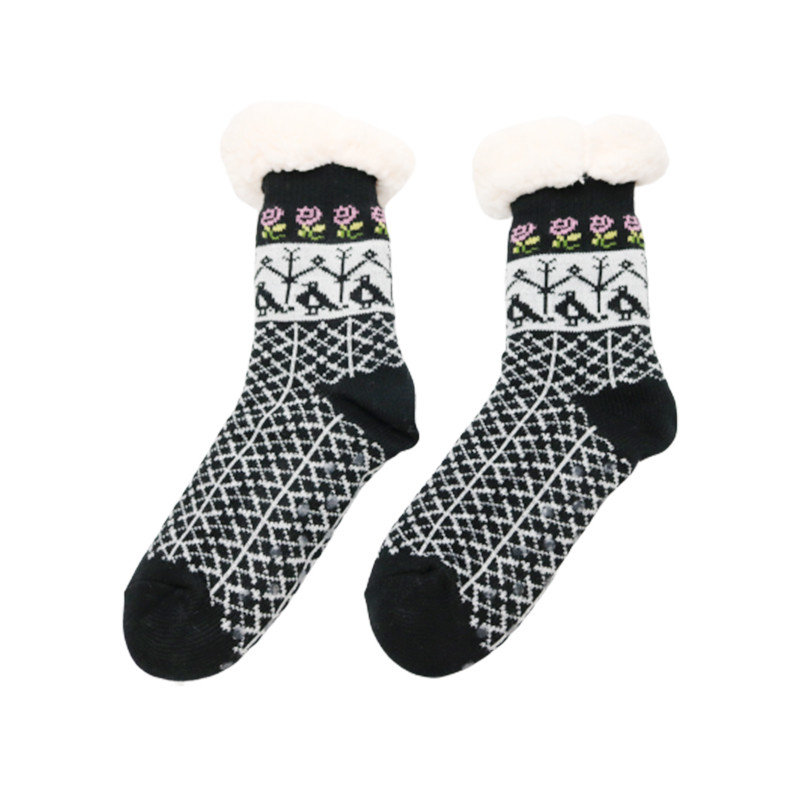 Women Home Slipper Socks Fuzzy Thick Warm Heavy Fleece Lined Slipper Socks