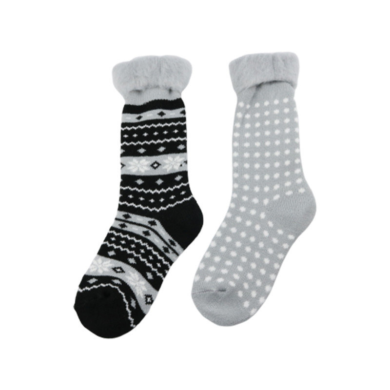 2 pairs Skidproof acrylic Warm Winter chunky Knitted slipper Socks for women anti slip socks