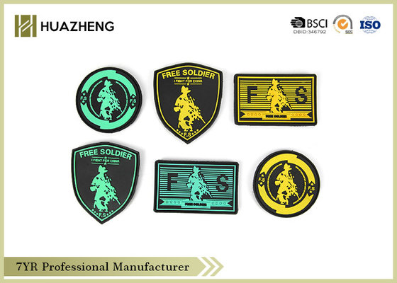 Embossed PVC Badge For Bags Acccessories , Hook And LoopHook Loop Tape