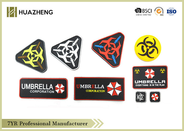 OEM Garment Colored PVC Badge Resusable , Funny Hook And LoopPatches