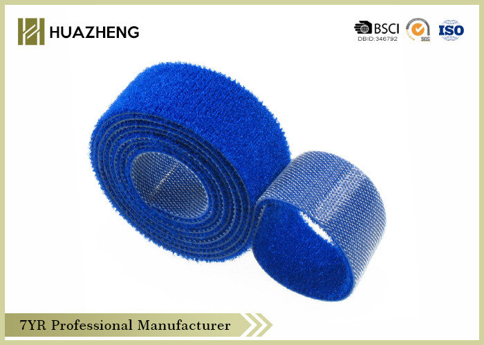 75mm Custom Blue Double Sided Hook And Loop Tape For Fabric / Stitching