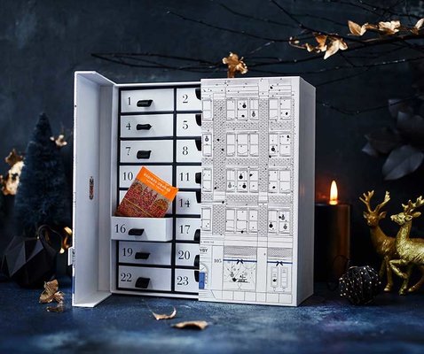 Custom Printed Gift Cardboard Packaging Chocolate Advent Calendar Box with little drawers