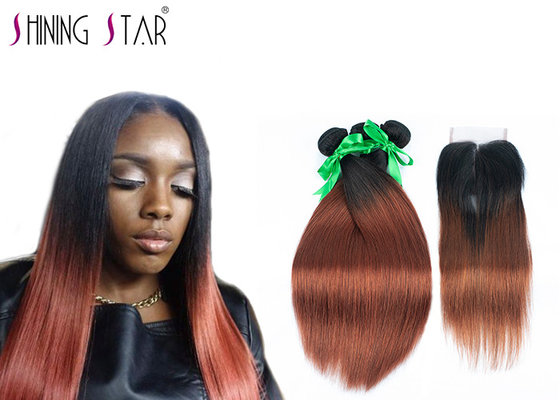 Paquetes brasileños del pelo con armadura oscura del pelo recto del 1B 33 del color de las raíces de Ombre del cierre