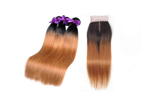 El pelo indio rubio de Ombre de 3 PC lía desgaste duradero recto del color 1B30