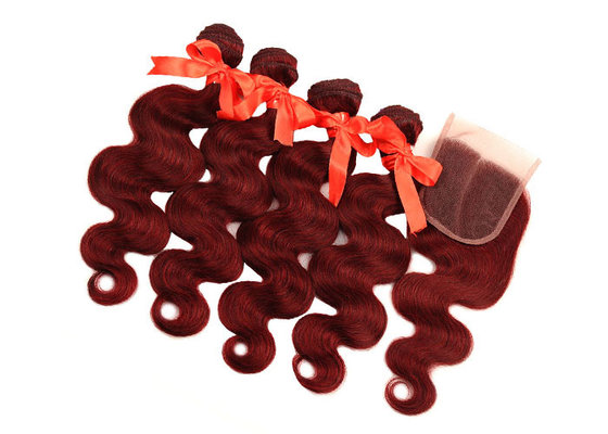 Ningún pelo indio de la onda del cuerpo del enredo lía con el color Remy 4' del cierre 99# *4 '