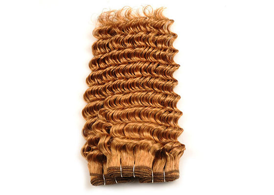 Pelo rizado de la Virgen de la onda profunda brasileña del 100%, extensiones profundas rubias del pelo de la onda de 3 paquetes