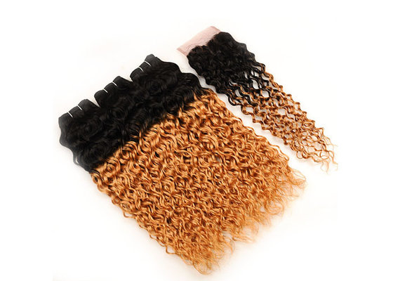 Extensiones del pelo de la onda de agua profunda de Ombre con color no malo #1B30 del cierre el pequeño