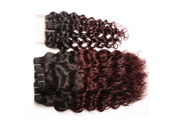3 paquetes con la onda de agua del color de Ombre 1BBUG del cierre tejen el cabello humano