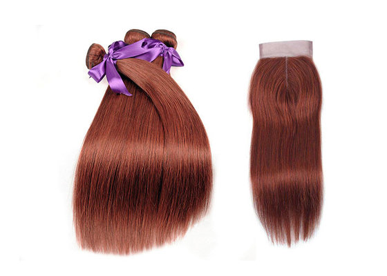3 paquetes rectos rojo marrón pulgada del cabello humano/derecho de la armadura 10-26 del cabello humano