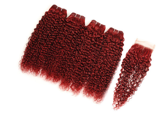extensiones rizadas rojas del pelo de la armadura 99J, extensiones naturales del pelo rizado de Borgoña