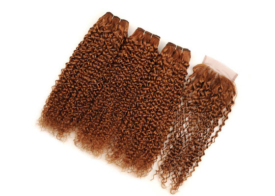 Armadura rizada del cabello humano del rizo del color 30 rubios rizados del oro de las extensiones del cabello humano