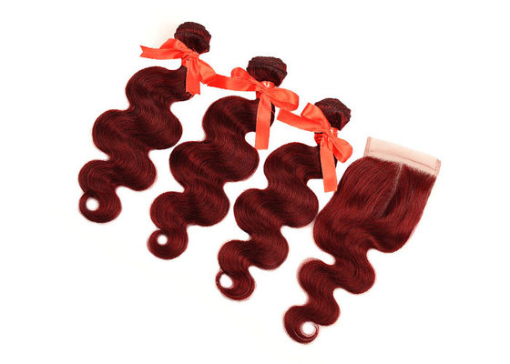 El pelo brasileño de la onda del cuerpo de las extensiones 99J Borgoña del cabello humano de la Virgen lía con el cierre