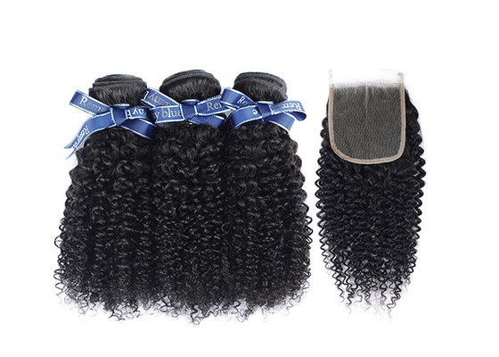 Paquetes rizados rizados de Remy del Afro 3 del cierre sin procesar del pelo del grado natural del color 8A