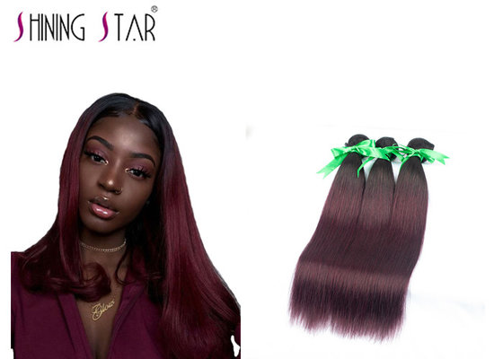 El cabello humano junta las piezas para 3 paquetes más largos de #1BBug de vino del color rojo de la extensión del pelo