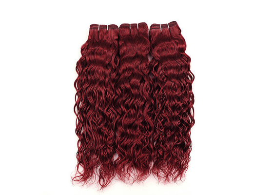 El cabello humano del bulto de la onda de agua roja lía 3 pedazos del clip de #99J en pequeño pozo rizado