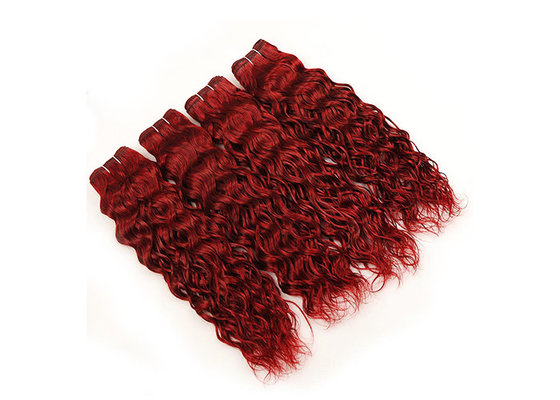 Las trenzas del ganchillo de la onda de agua del cabello humano tejen extensiones rizadas rojas de 4 paquetes #99J