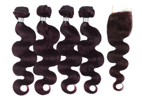 El cabello humano 4 de la onda del cuerpo lía con precio aceptable púrpura de la uva del cierre #135