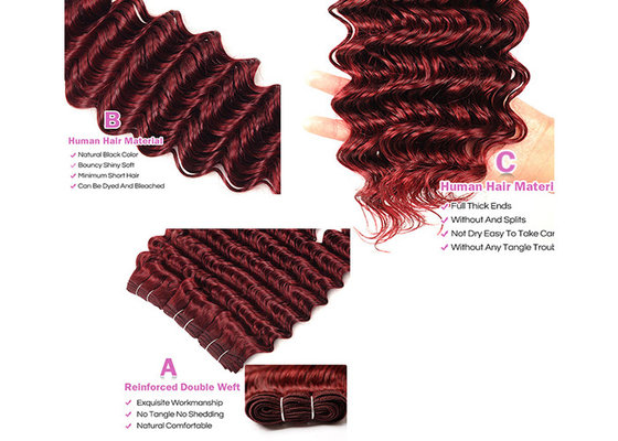 Clip profundo de la onda en color rojo rizado de la armadura #99J del cabello humano de las extensiones del pelo