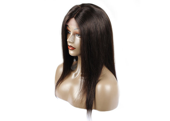 Pieza media del cordón de las pelucas del color marrón claro real humano frontal recto #2 del pelo para la mujer