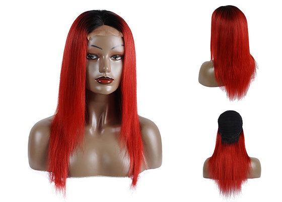Casquillo ajustable de las pelucas T1B Ombre del cordón de la peluca de cordón larga recta roja delantera del cabello humano 14-32